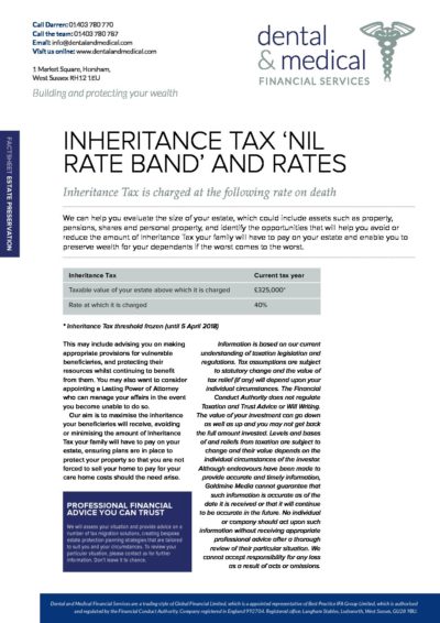 Inheritance tax nil rate Band and rates - Dental & Medical