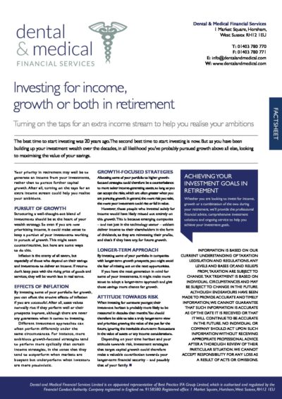 Investing for income - Dental & Medical