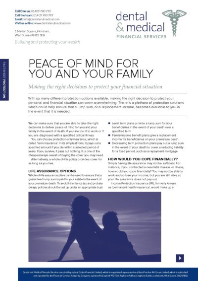 Peace of mind for you and your family - Dental & Medical