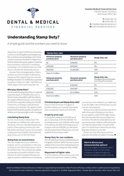 Understanding Stamp Duty? - Dental & Medical
