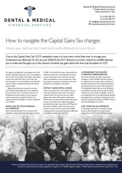 How to navigate the Capital Gains Tax changes - Dental & Medical